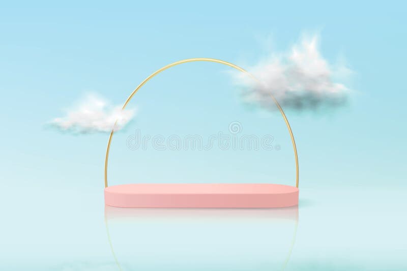 Abstract Blue Background with Empty Podium. Cosmetics Advertising ...