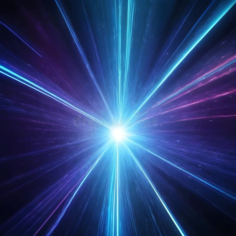 Abstract Blue Background Featuring Neon Rays, Light Flashes, Faces ...