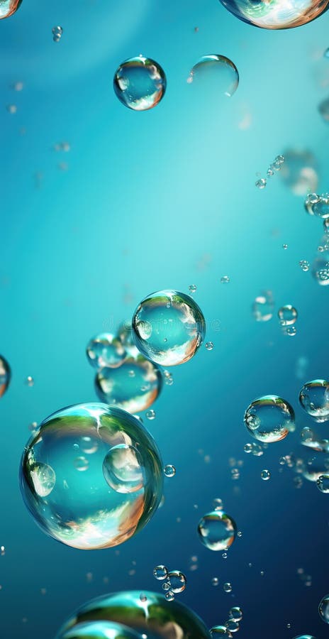 Abstract Blue Background with Floating Bubbles: a Calm Representation ...