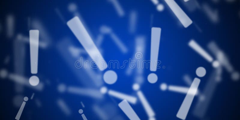Abstract Blue Background with Flying Exclamation Marks Stock ...