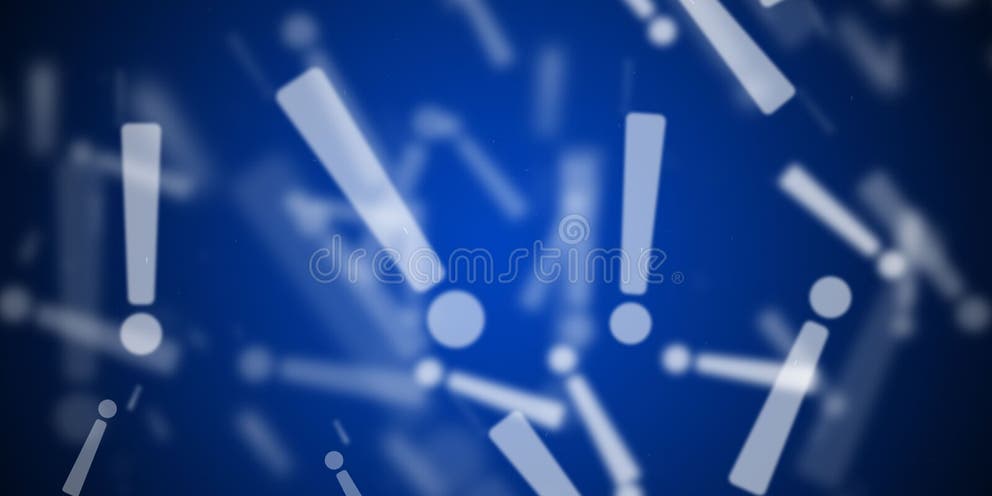 Abstract Blue Background with Flying Exclamation Marks Stock ...