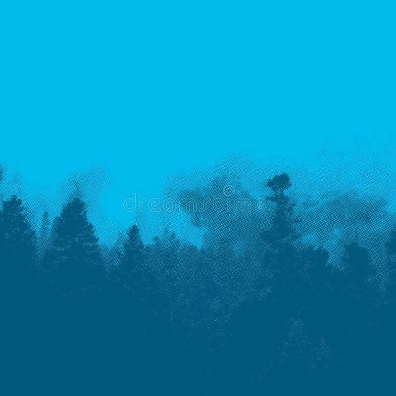Abstract Blue Background with Forest and Trees Vector Illustration for ...