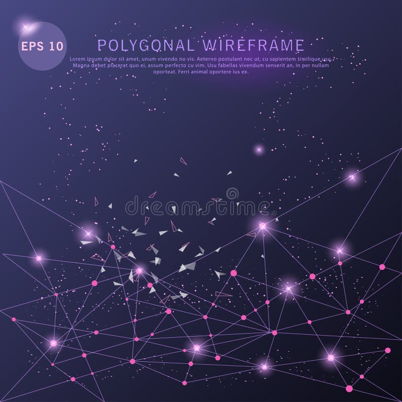 Abstract Blue Background Futuristic Wire Frame. Stock Vector ...