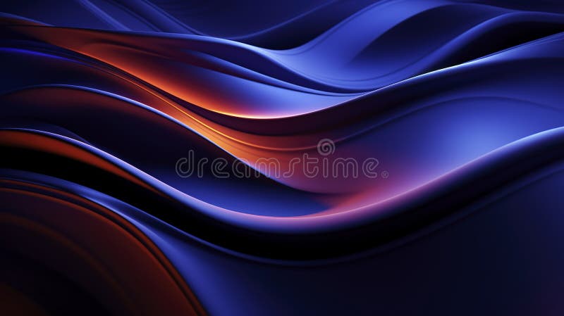 Abstract Blue Background with Glowing Curvy Lines Illuminated with Neon ...
