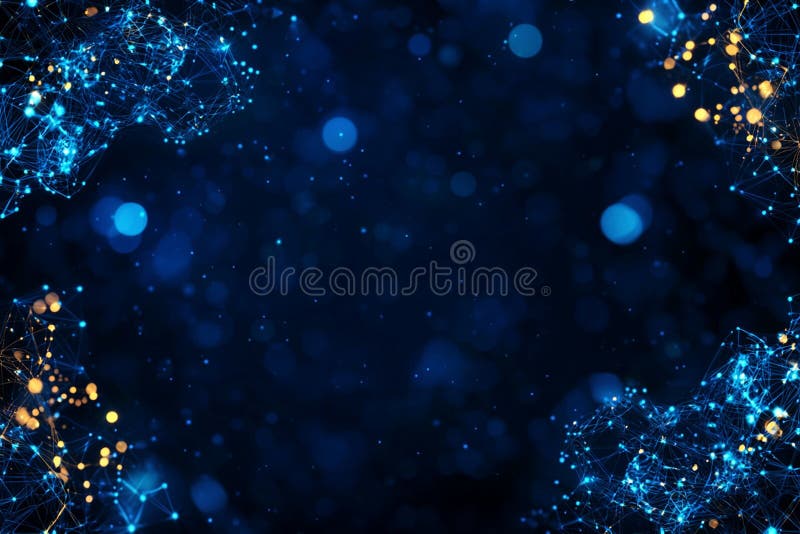 Abstract Blue Background with Glowing Dots and Waves, Creating Sense of ...