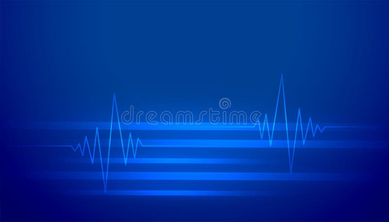 Abstract Blue Background with Glowing Heartbeat Lines Stock Vector ...