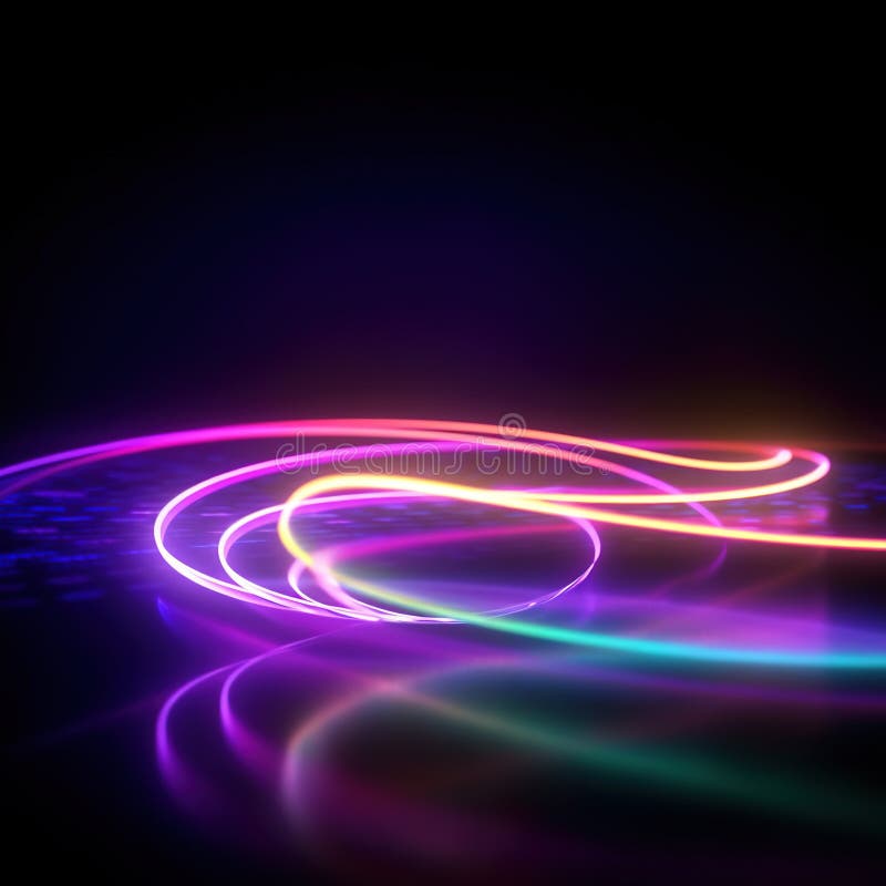 Abstract Blue Background with Glowing Lines. Colorful Neon Light ...