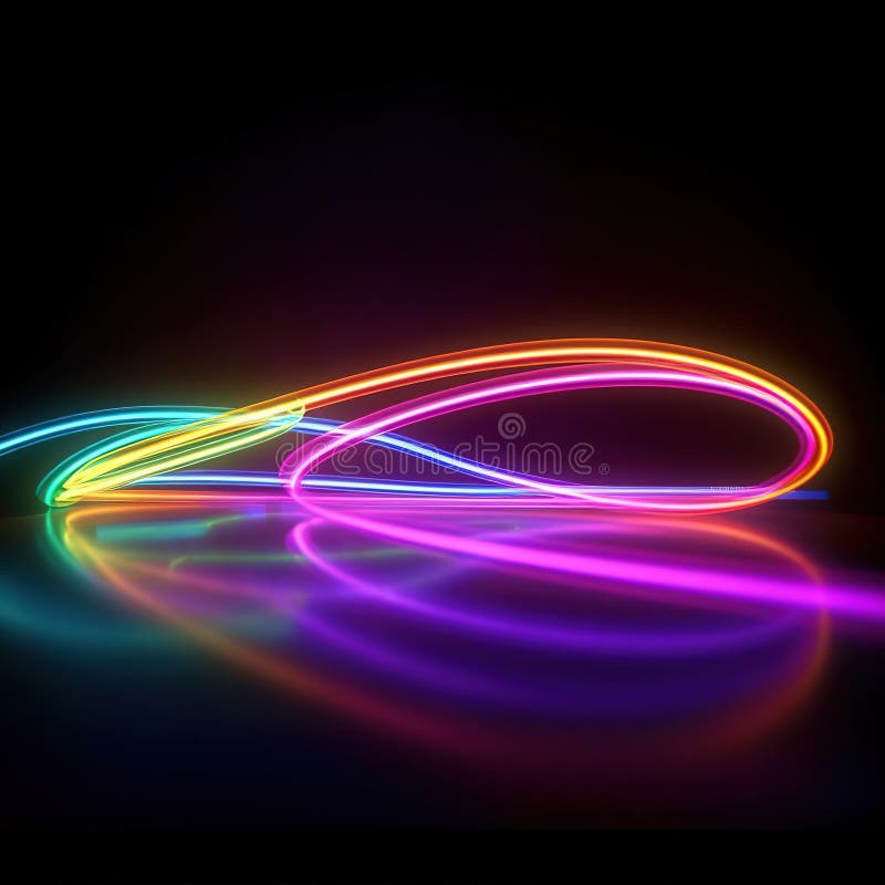 Abstract Blue Background with Glowing Lines. Colorful Neon Light ...