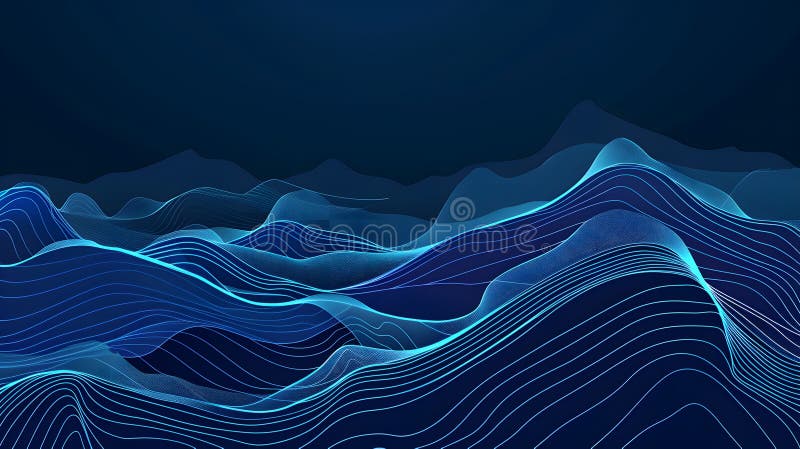 Abstract Blue Background with Glowing Lines and Waves Stock ...
