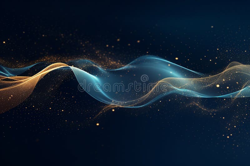 Abstract Blue Background with Blue and Gold Particles. Desktop ...