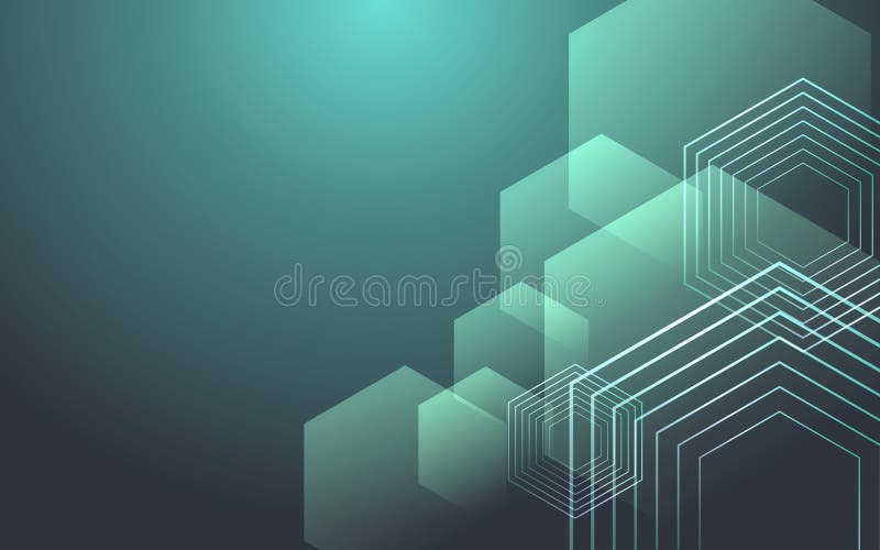 Abstract Blue Background with Hexagons and Wires Stock Vector ...
