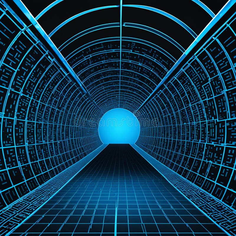 Abstract Blue Background. Illustration of Cryptography, Secure Tunnels ...