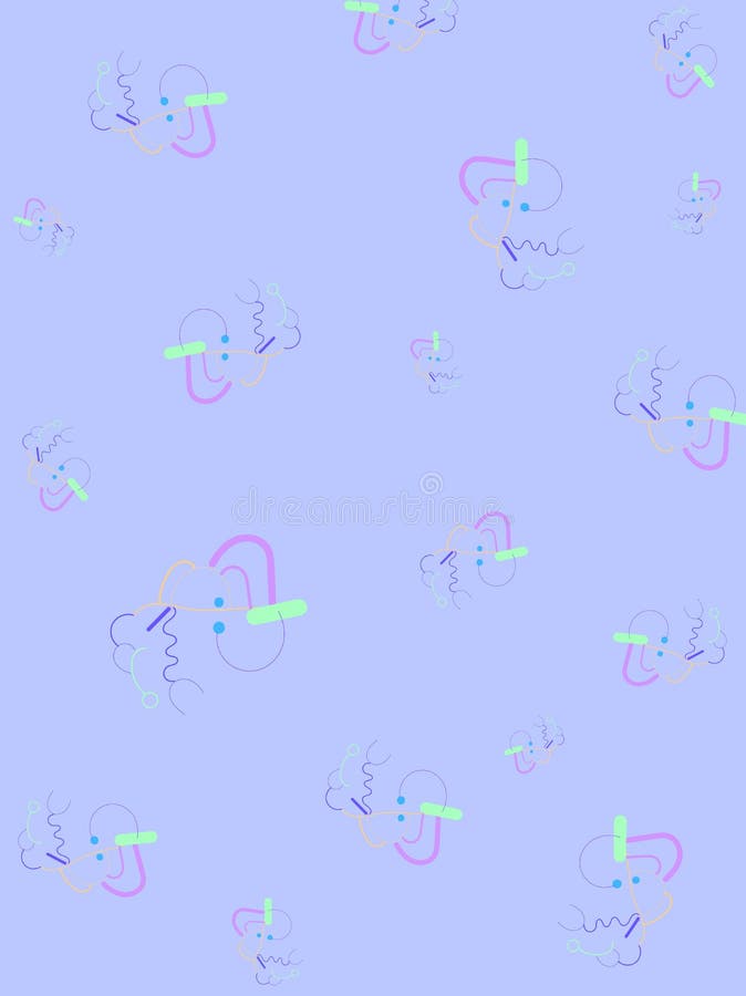 Abstract Blue Background with an Incomprehensible Pattern of Bright ...