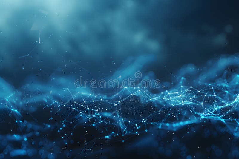 Abstract Blue Background with Interconnected Cyber Network Nodes Stock ...