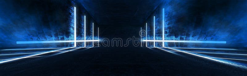 Abstract Blue Background with Lines and Rays of Blue Neon Light ...