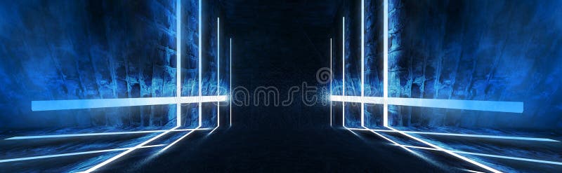 Abstract Blue Background with Lines and Rays of Blue Neon Light ...
