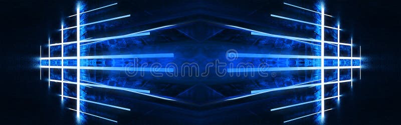 Abstract Blue Background with Lines and Rays of Blue Neon Light ...