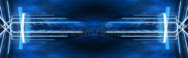 Abstract Blue Background with Lines and Rays of Blue Neon Light ...