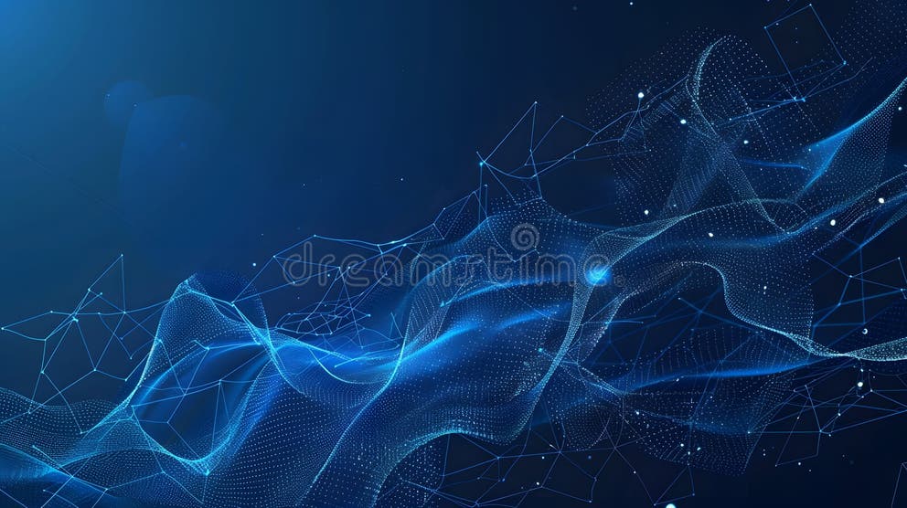 Abstract Blue Background with Low Poly Waves and Connecting Dots - AI ...