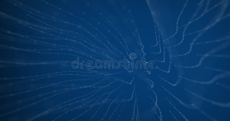 Abstract Blue Background Made of Moving Threads Connecting Dots Like ...