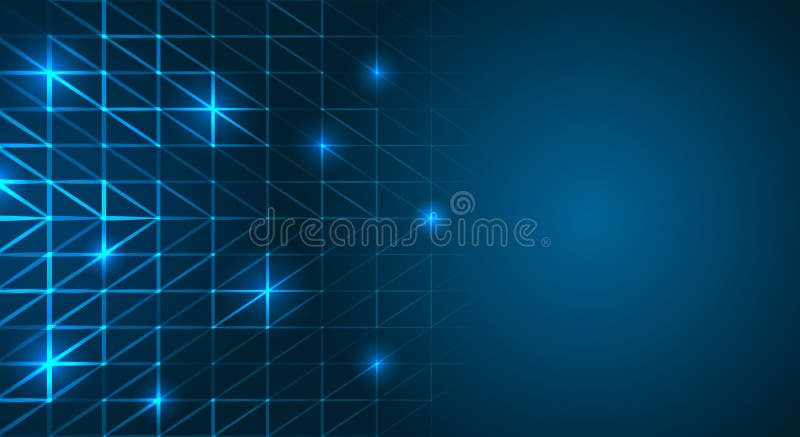 Abstract Blue Background Made of Triangles and Glowing Particles ...