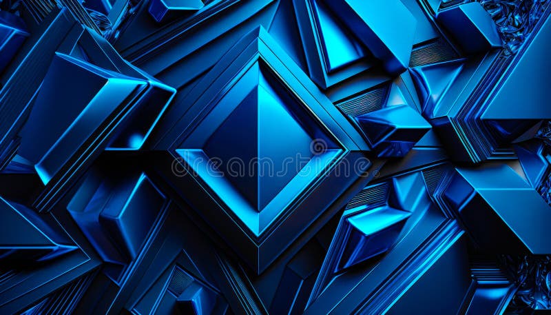 An Abstract Blue Background with Many Triangles. Generative AI Stock ...