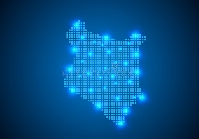 Abstract Blue Background with Map, Internet Line, Connected Points. Map ...