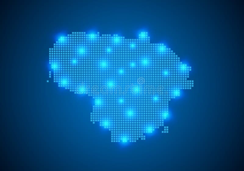 Abstract Blue Background With Map Internet Line Connected Points Map