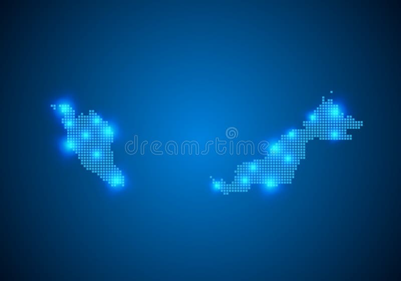 Abstract Blue Background with Map, Internet Line, Connected Points. Map ...