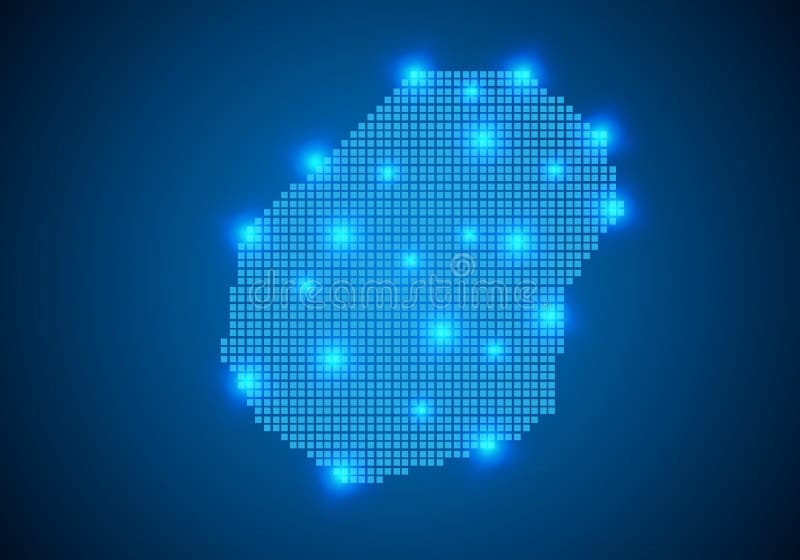 Abstract Blue Background with Map, Internet Line, Connected Points. Map ...