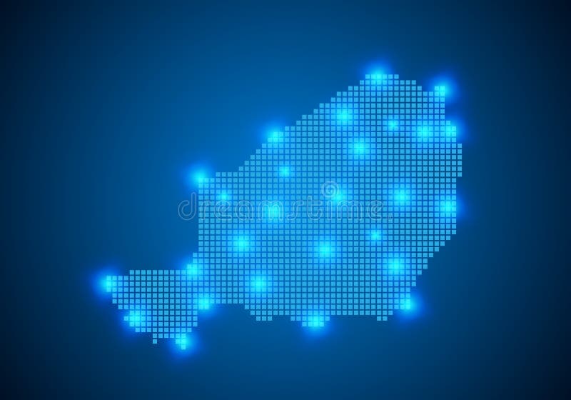 Abstract Blue Background With Map, Internet Line, Connected Points. Map ...