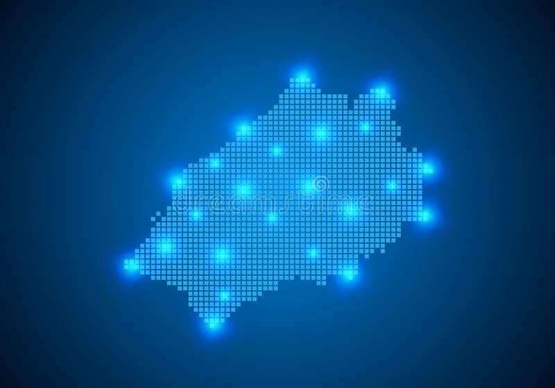 Abstract Blue Background with Map, Internet Line, Connected Points. Map ...