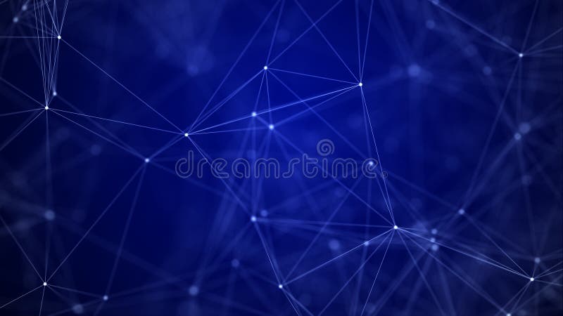 Abstract Blue Background with Moving Lines and Dots. Network Connection ...