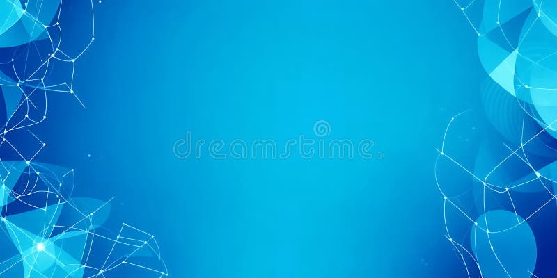 Abstract Blue Background with Network Connections and Geometric Shapes ...