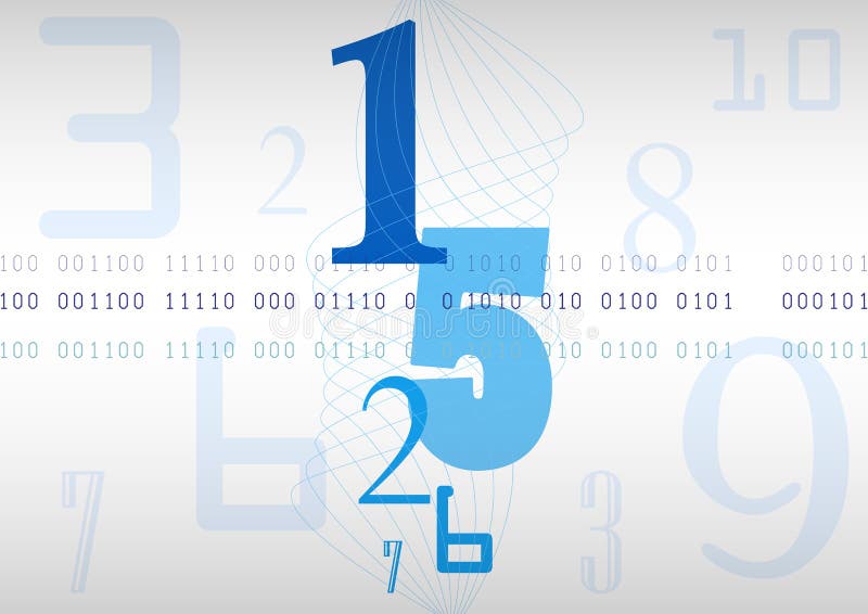 Blue Background with Numbers, Code and Spiral Lines. Vector Stock ...