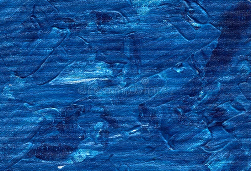 Abstract Blue Background with Oil Strokes on Canvas Texture. Acrylic ...