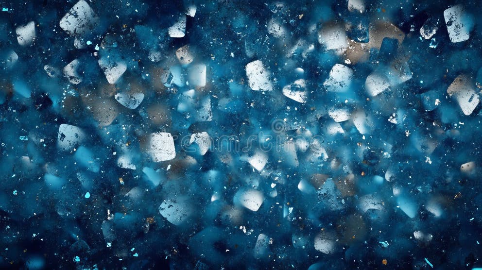 Abstract Blue Background, Particles, Pattern with Falling Ice or ...