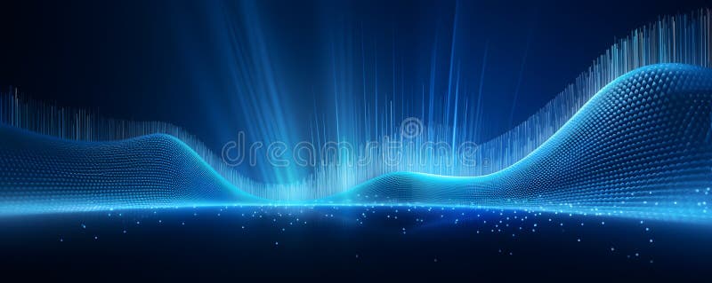 Abstract Blue Background with Radiating Light Rays and Sparkles ...