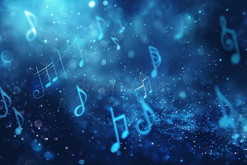 Abstract Blue Music Notes Background Stock Illustration - Illustration ...