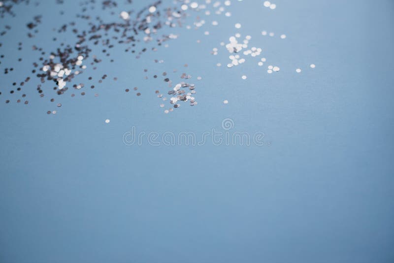 Abstract Blue Background with Silver Confetti Close Up. Stock Image ...