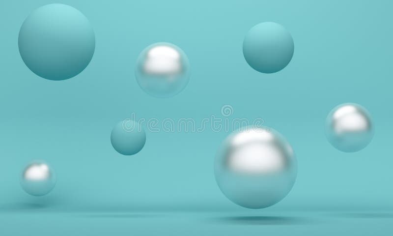 Abstract Blue Background with Silver Flying Spheres. 3d Rendering Stock ...