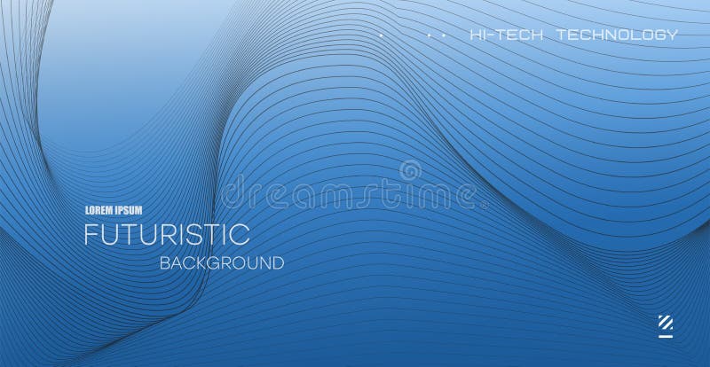 Abstract Blue Background with Smooth Dynamic Lines. Digital Future ...