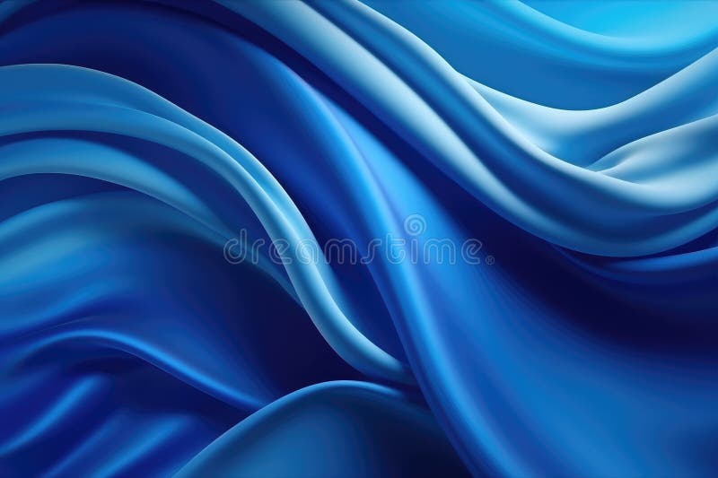 Blue Wave Satin Background. Smooth Shiny Silk Fabric Texture, Deep Blue ...