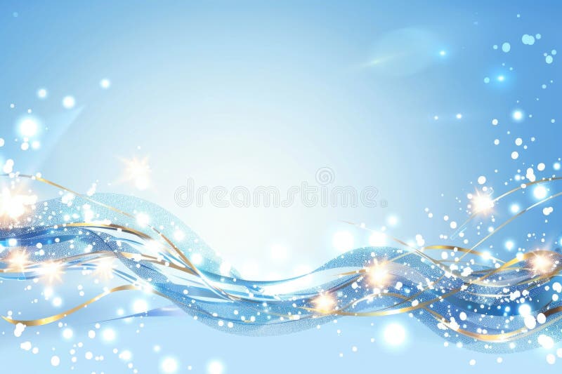 Abstract Blue Background with Sparkling Light Effects and Wave Patterns ...