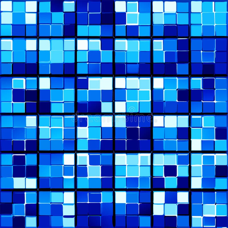 Abstract Blue Background with Square Tiles in Rows and Rows, Digitally ...