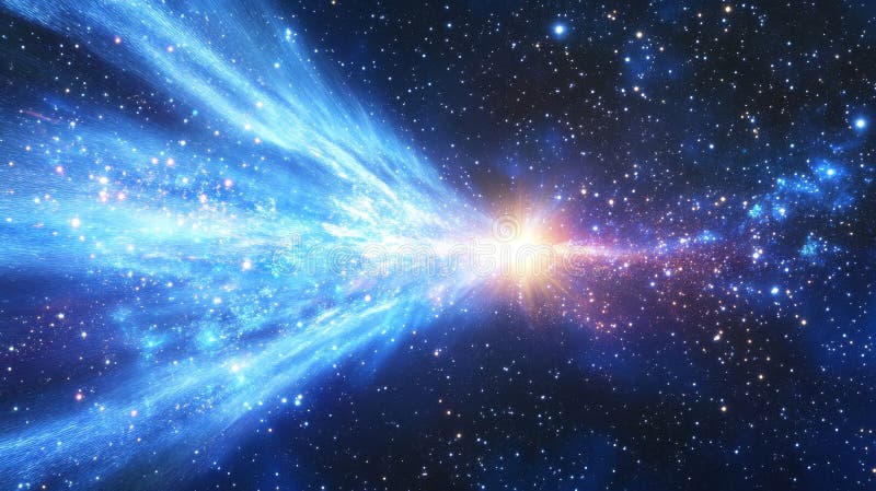 Abstract Blue Background Star Explosion Surrounded Digital Line Art ...