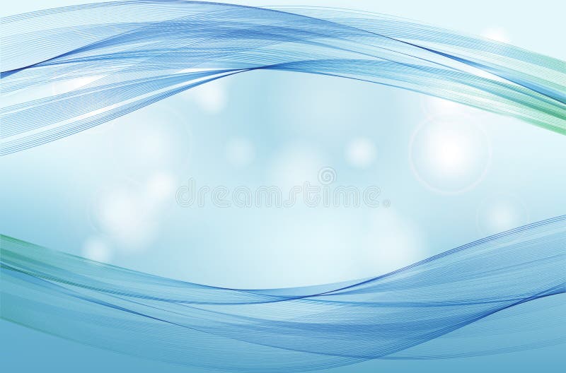 Abstract Blue Background with Transparent Wave Lines and Sun Glare ...