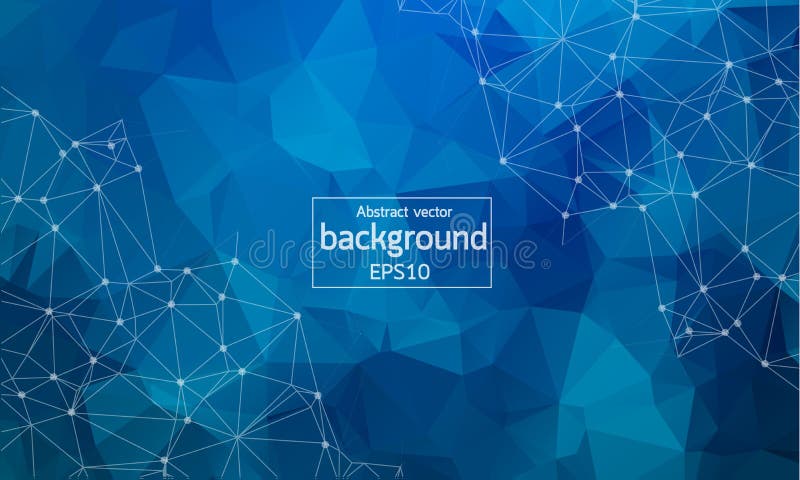 Abstract Blue Background with Triangles. Abstract Polygonal Space Low ...