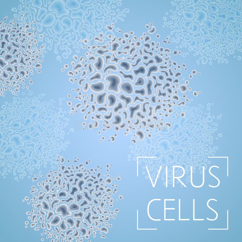 Abstract Blue Background with Virus Cells. Stock Vector - Illustration ...