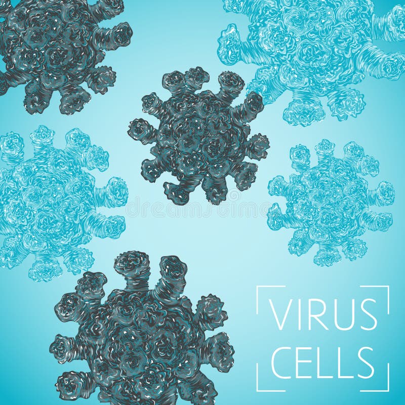Abstract Blue Background with Virus Cells. Stock Vector - Illustration ...